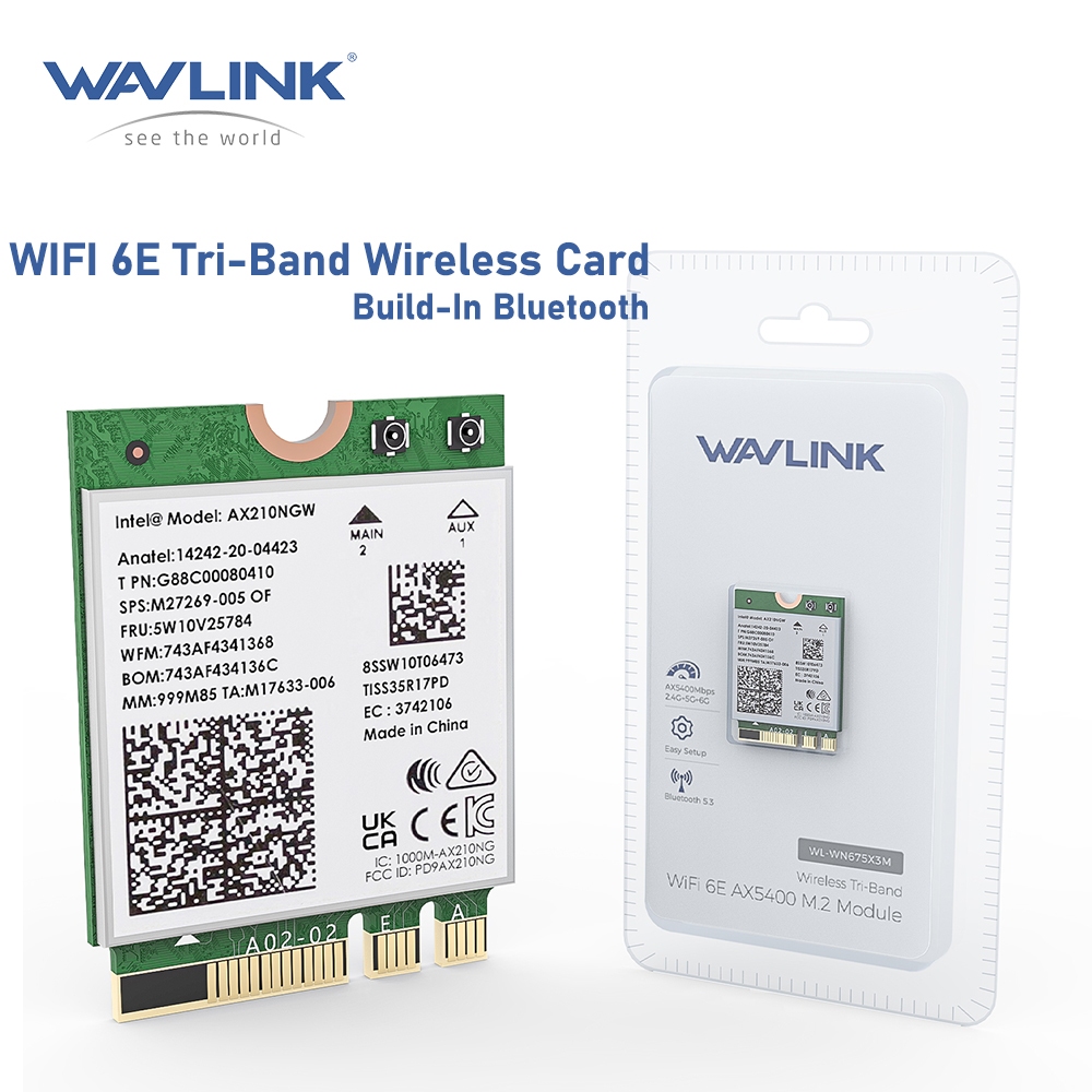 WAVLINK Intel AX210 WiFi 6E Wifi Card Wireless Network Card Tri-Band 5400Mbps 2.4GHz/5GHz/6GHz ...