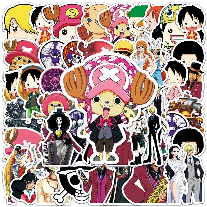 50/10 Piece Hot Anime Stickers Cartoon One Piece Waterproof Graffiti ...