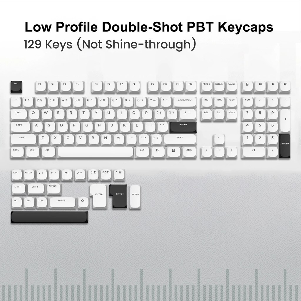 WOMIER 118 Keys Low Profile Pudding Keycaps Shine Through PBT Keycap ...