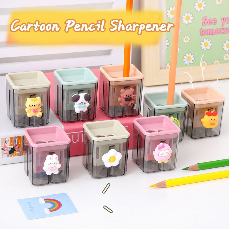 Cute Cartoon Pencil Sharpener Creative Double Hole Pencil Sharpener ...