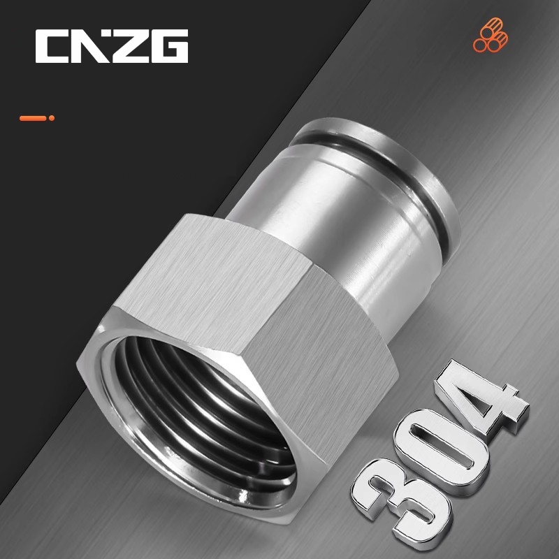 304 Stainless Steel PCF Pneumatic Female Connector Pipe Push In Quick ...