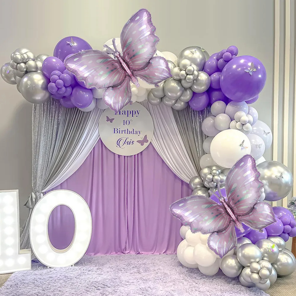 138pcs Dusty Purple Pastel Pink Butterfly Balloon Garland Arch Kit for Girls Butterfly Theme ...