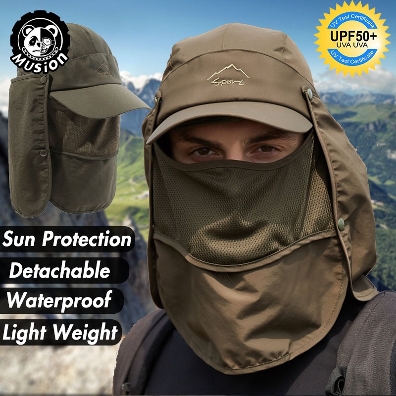 Musion Detachable Sun Hat Man UPF 50 Anti UV Fishing Hat Outdoor Hat ...