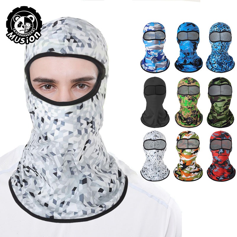Musion Camo Print Balaclava Sun Protection Full Face Mask Dust Proof ...