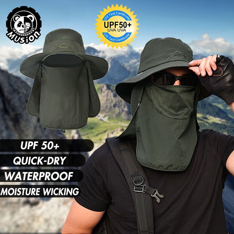 Musion Anti UV Bucket Hat Man Sun Protection Fishing Cap Fisherman Hat ...