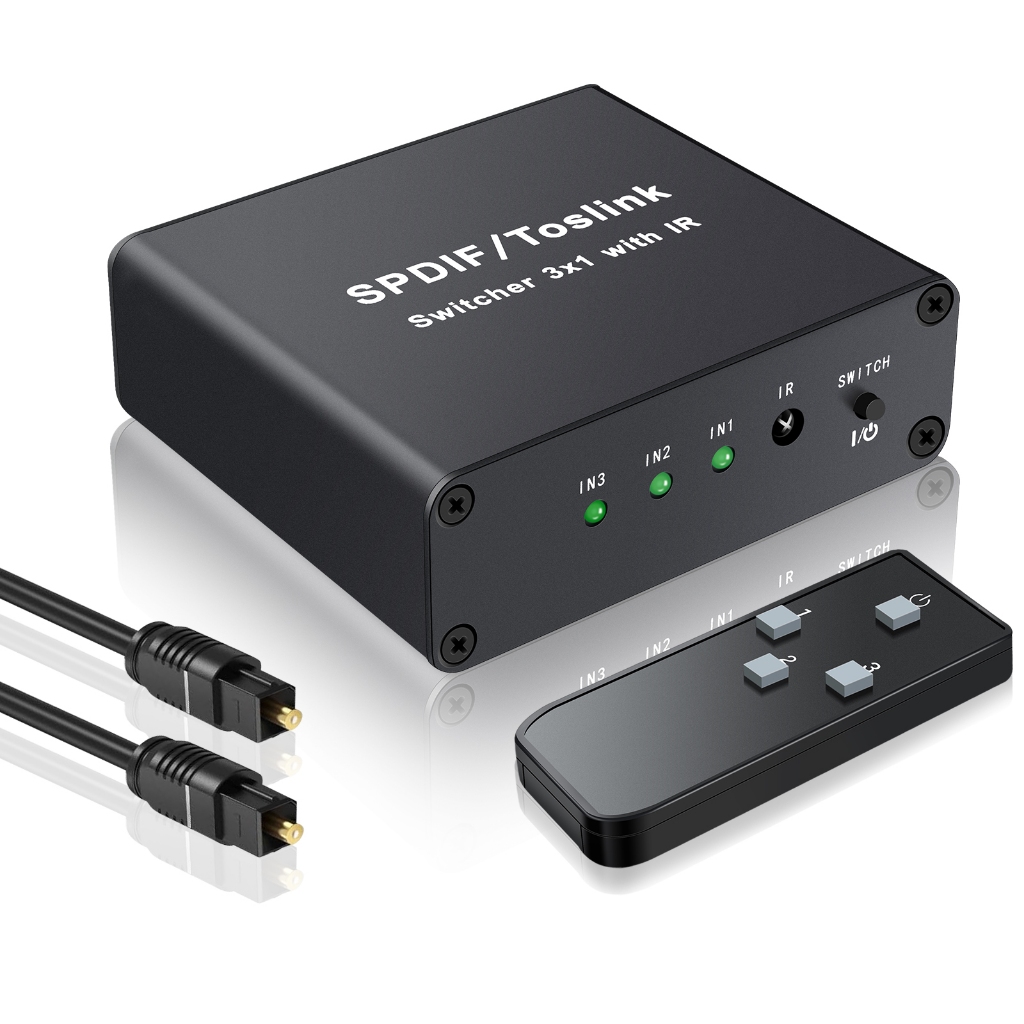 Audio Switcher Digital Optic 3 in 1 out SPDIF Optical Fiber Three-Input ...