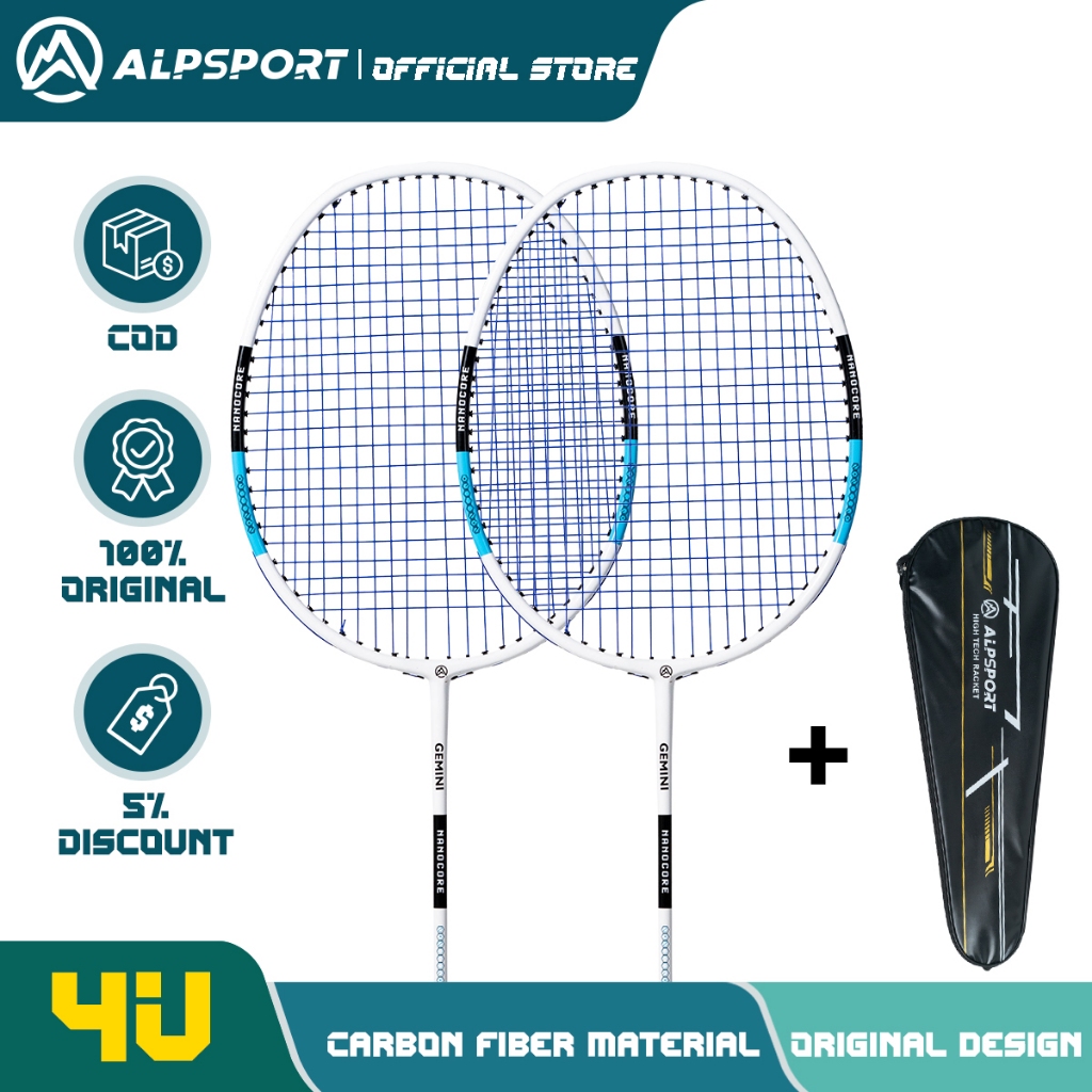 ALPSPORT Gemini 2Pcs 4U G5 100% Carbon Fiber Badminton Racket Original ...
