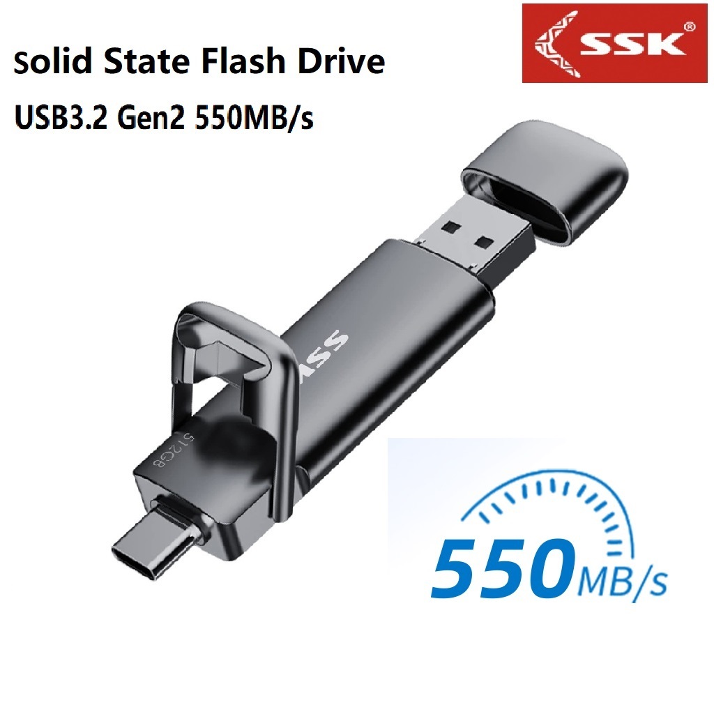 SSK 550MB/s Pendrive 1TB USB3.2 TYPE C Thumb Drive 128G OTG Type C Flash Drive Solid State ...