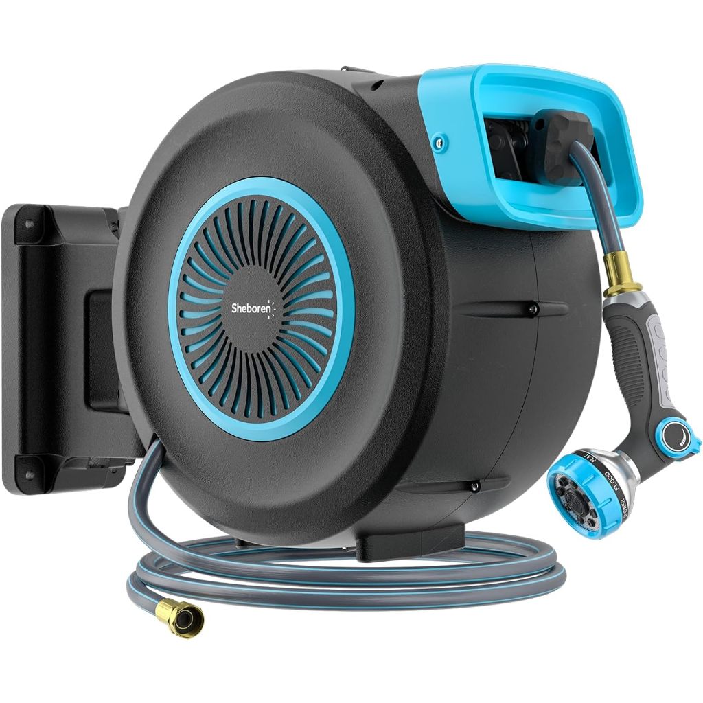 1/2"*100+5ft Garden Hose Reel Automatic Retractable Hose Reel with Any ...