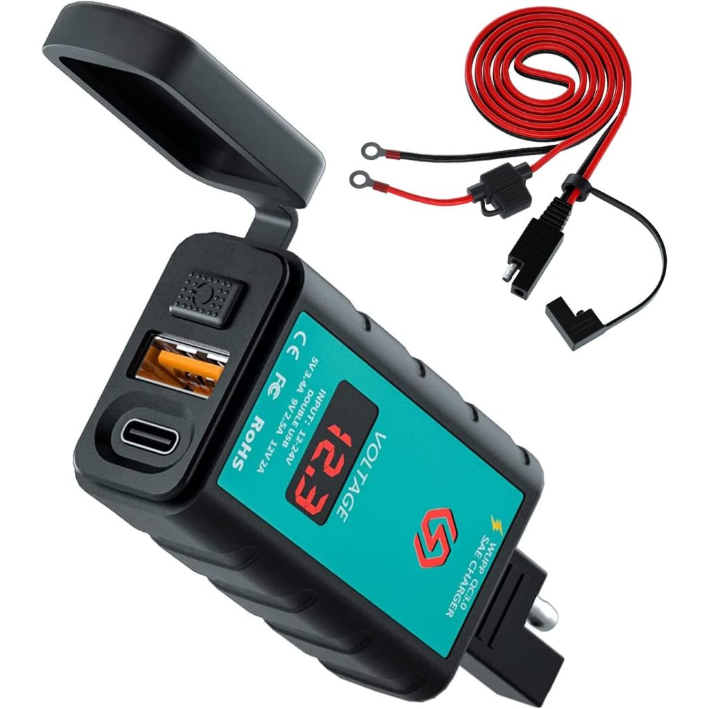 Motorcycle USB Charger, Quick Charge 3.0 USB + Type C Dual Port for ...