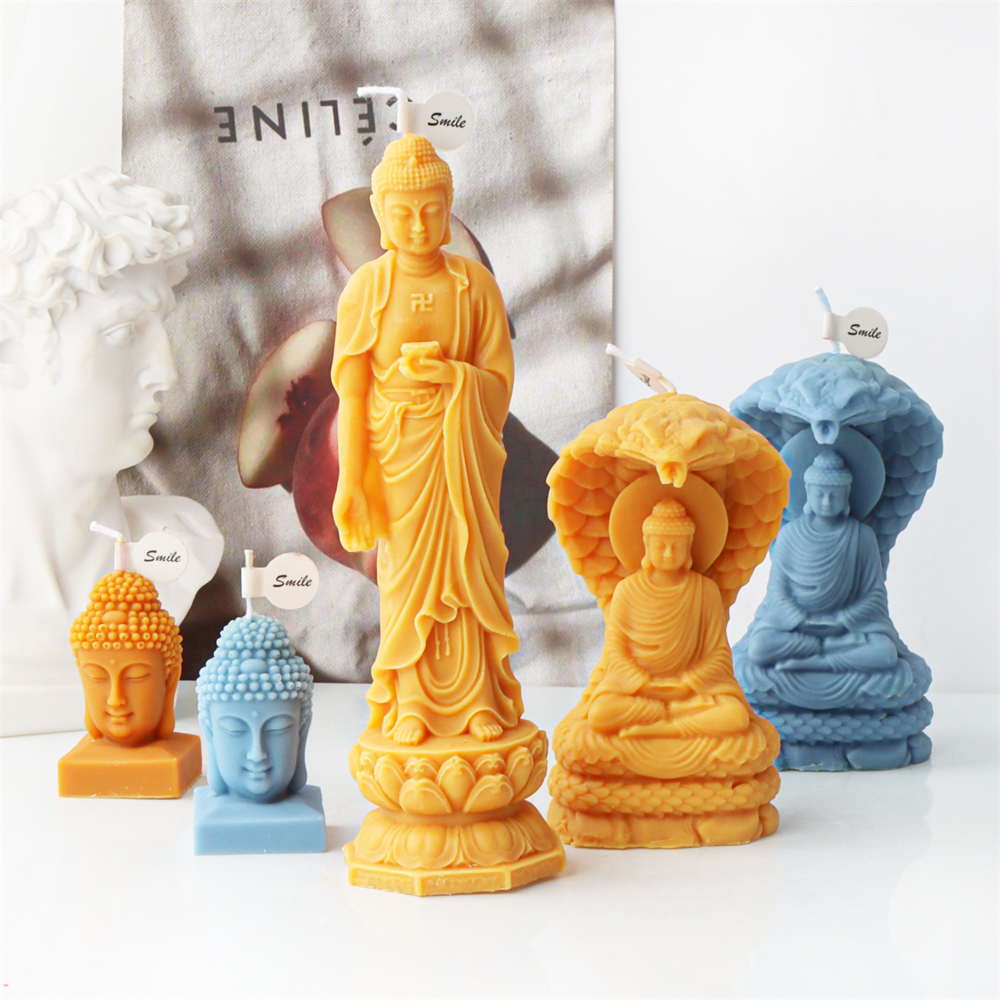 3D Buddha Statue Series Silicone Candle Mold Diy Hand-carved Meditation ...