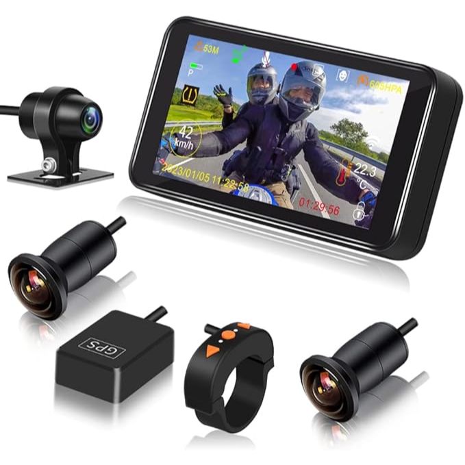 VSYS F4.5 Pro 4.5"LCD 3 Channel Motorcycle DVR Motorbike Camera ...