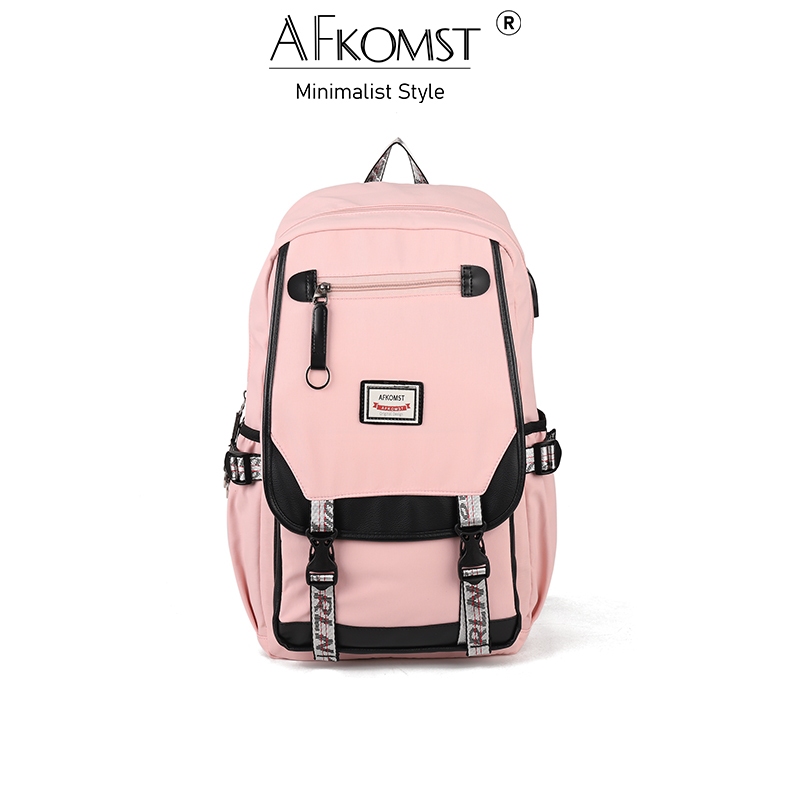 AFKOMST USB Large Capacity Backpack Female Work Student Bag Laptop Open ...