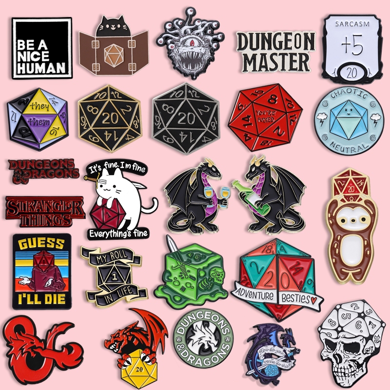 Dungeons and Dragons Cartoon Brooch Game Design RPG Irony Alloy ...