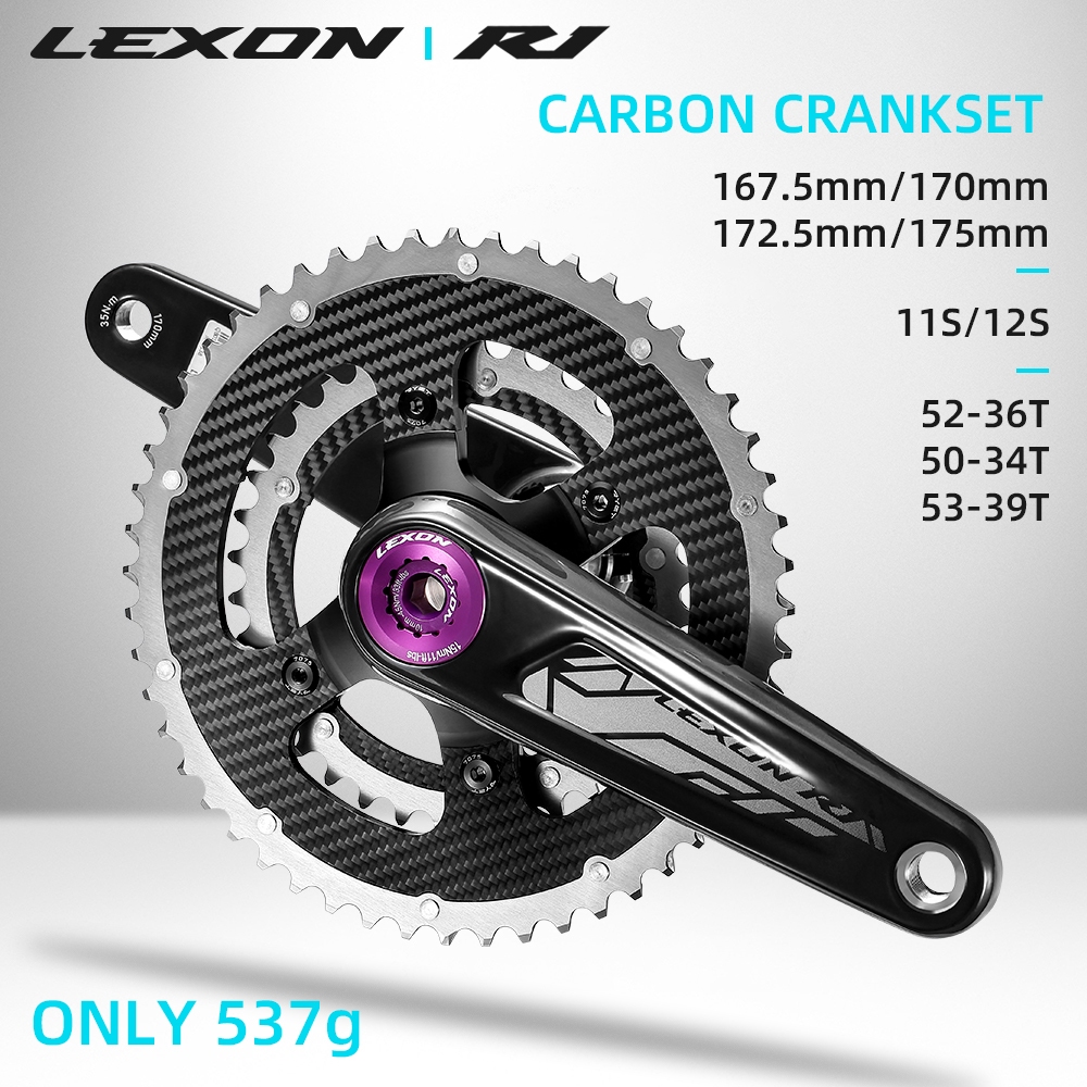 LEXON Road Carbon Cranksets Superlight Carbon Cranksets 375g 29mm Spindle 167.5/170/172.5/175MM ...
