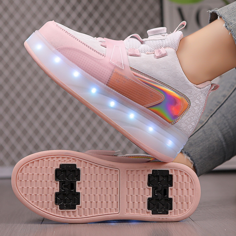 XONGT Teenager rotary button four wheel roller skate shoes kasut roda ...