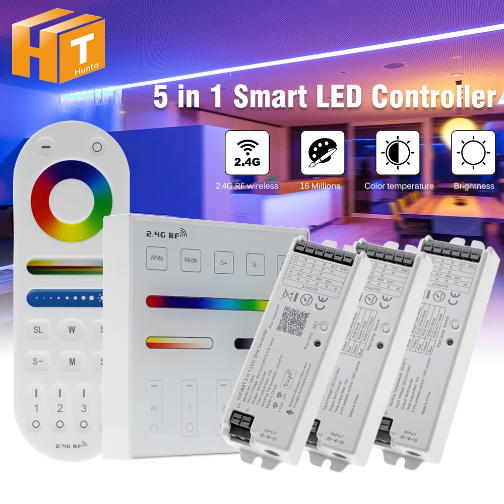 Smart LED Controller WiFi BT 5 IN 1 2.4GHz RF RGB+CCT Remote Controller ...