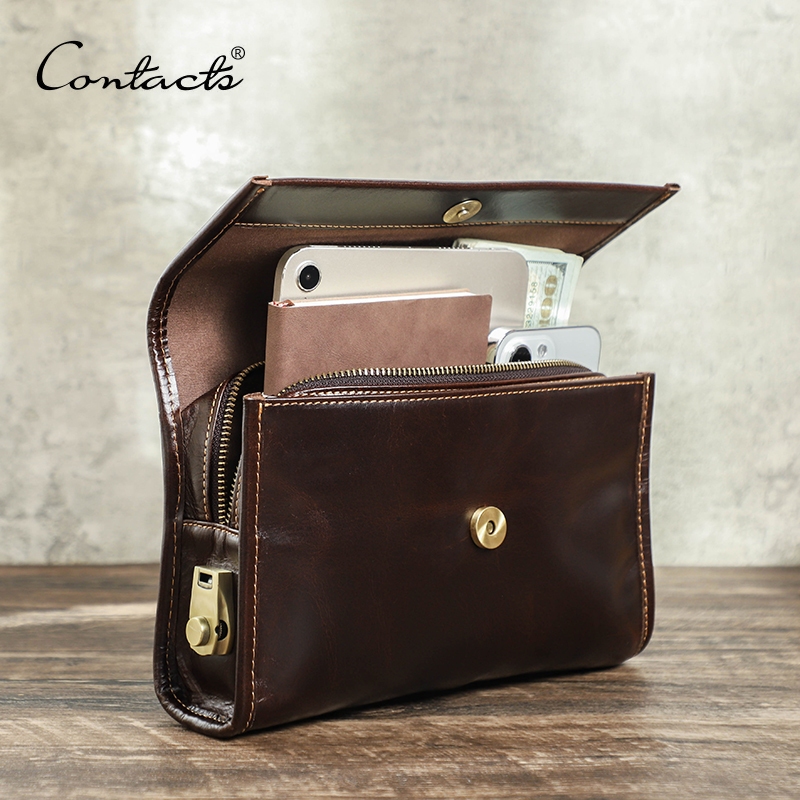 CONTACT'S Cowhide Clutch Bag for Men Password Lock Design Luxury ...