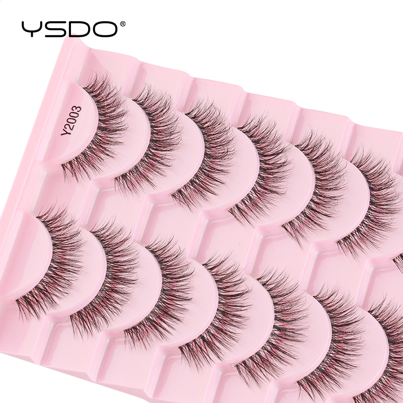YSDO 10 Pairs Soft 3D Mink Lashes Wispy False Eyelashes Transparent ...