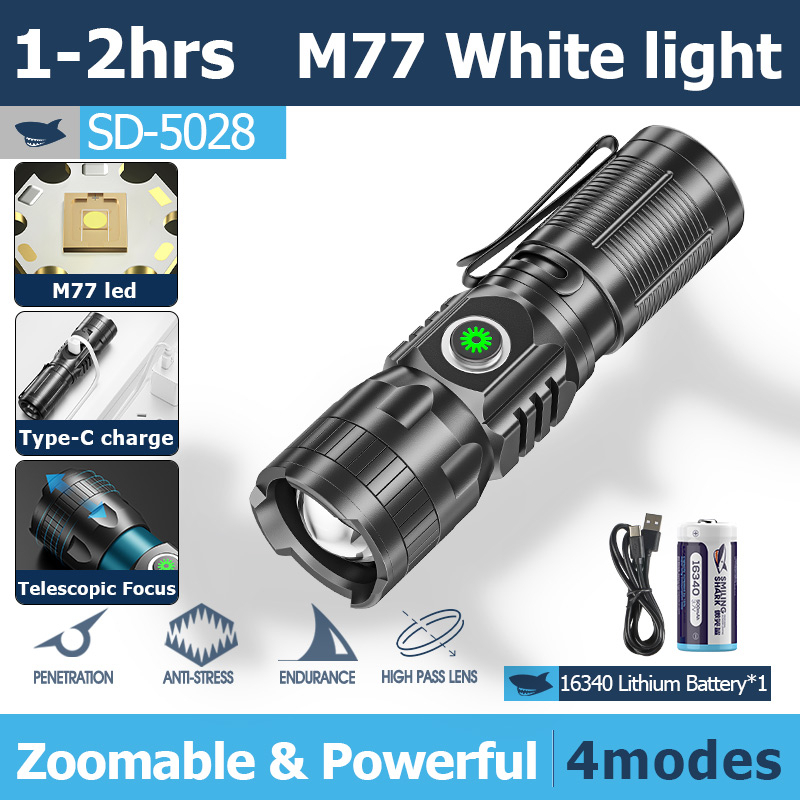 Smiling Shark SD5028 Mini Torch Light Rechargeable Flash Light Led M77 ...