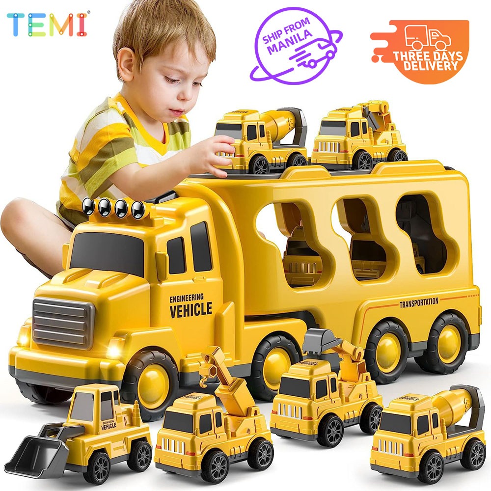 ⭐ Shipping from Malaysia ⭐TEMI 5 in 1 Diecast Carrier Truck Toys Cars ...