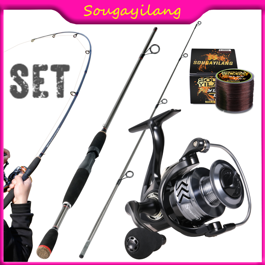 Sougayilang Fishing Set 5.2:1 Gear Ratio Fishing Reel Fishing Rod ...
