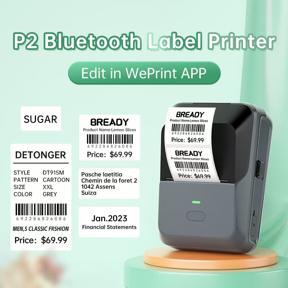 Detonger P2 2 inch Label Printer Wireless Bluetooth Thermal Label Tape ...