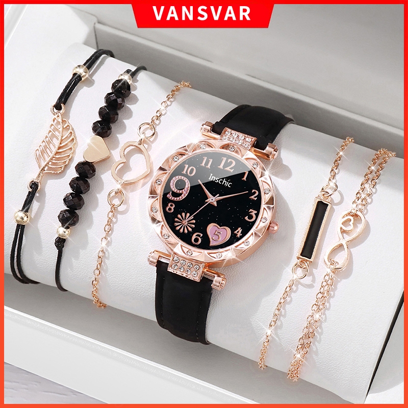 Fashion Women Watches Leather Band Quartz Watch Rhinestone Jewelry Set ... Fashion Women Watches Leather Band Quartz Watch Rhinestone Jewelry Set ...