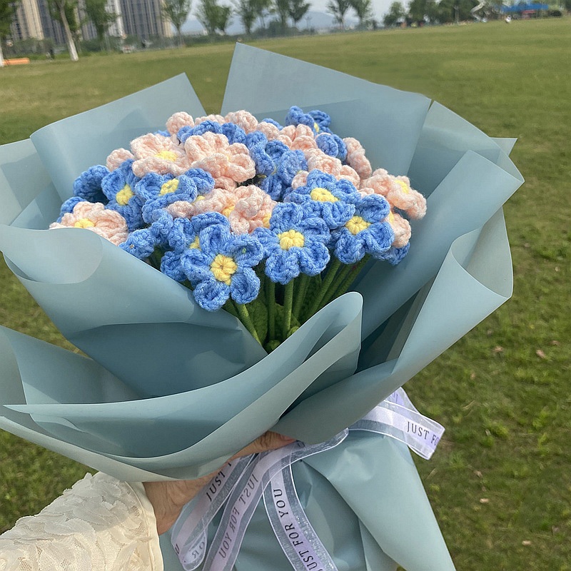 Artificial Crochet Bouquets Hand Knitted Flower Finished Gift Home ...