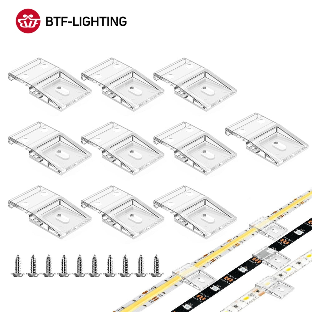 BTF-LIGHTING 10 Pcs Self-adhesive Clip with Screw for 10mm PCB WS2812B ...