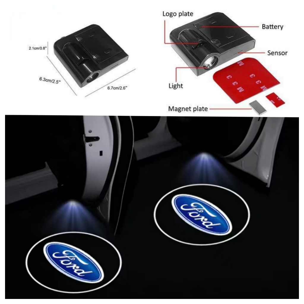 2pcs/set Ford Car Door Lights Wireless Welcome Lamps Fiesta Ranger T6 ...