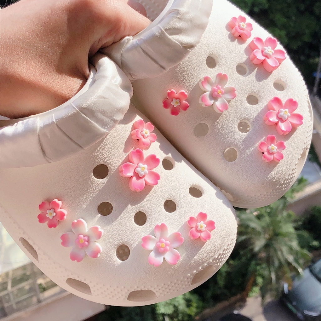 12PCS Sakura Set Croc Jibz Charm Button Fashion Shoes Accessories# ...