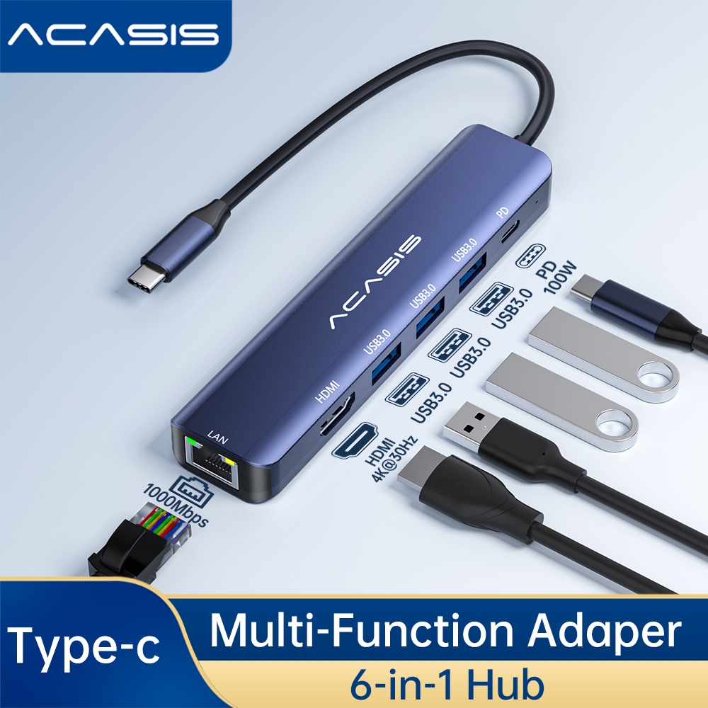 ACASIS 6-In-1 Type-c Docking Station Multi Ports Converter 4K60Hz ...