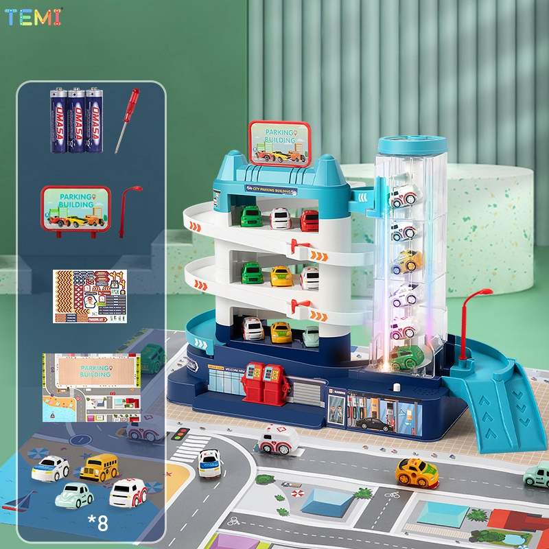 TEMI Parking Lot Car Building Toys Electric Parking Multipurpose car ...