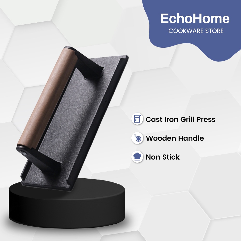 EchoHome Cast Iron Grill Press Steak Press Meat Press Bacon Press With ...