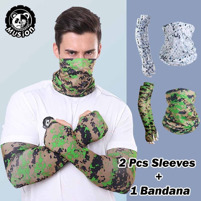 Musion Sun Protection Cycling Kit 2 Pack Arm Sleeve and Buff Bandana ...