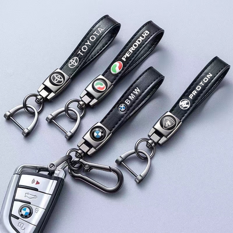 1Pcs Perodua Car Logo keychain Car Key Fob Metal Leather Key Chain ...