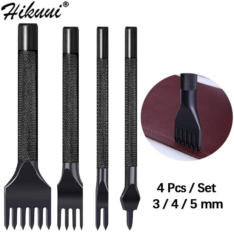 4Pcs Leather Sewing Punch Set Leather Chisel Hole Punches Tools 1 2 4 6 ...