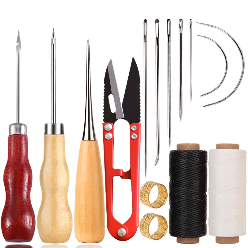 New Leather Sewing Set Shoe Handmade Sewing Repair Kit with Awl Wax ...