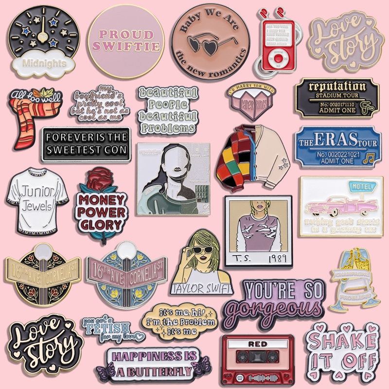 Neo-Romantic Text Brooch Taylor Swift Music Album Songs Metal Badges ...