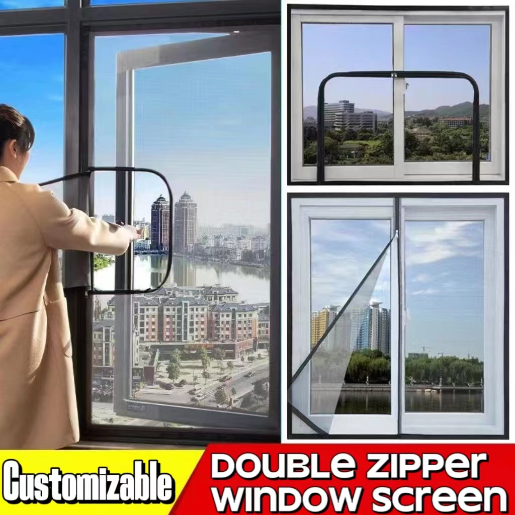 U-Typed Zipper Window Screen Nano Mesh Curtains Customizable Curved ...