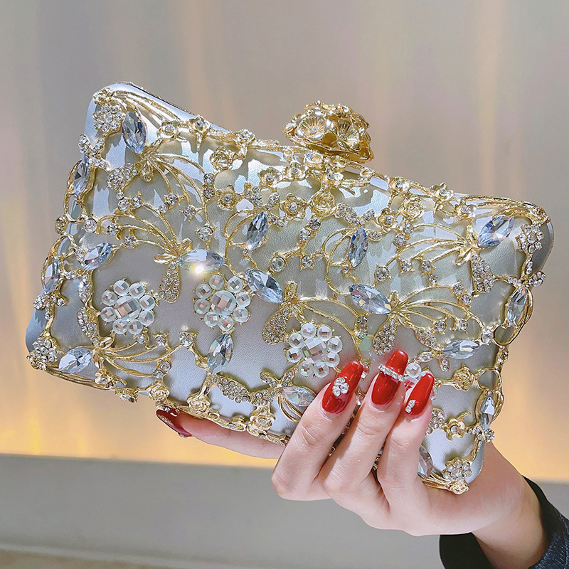 Fashionable Women's Dinner Bag Set with Diamond Banquet Handbag ...