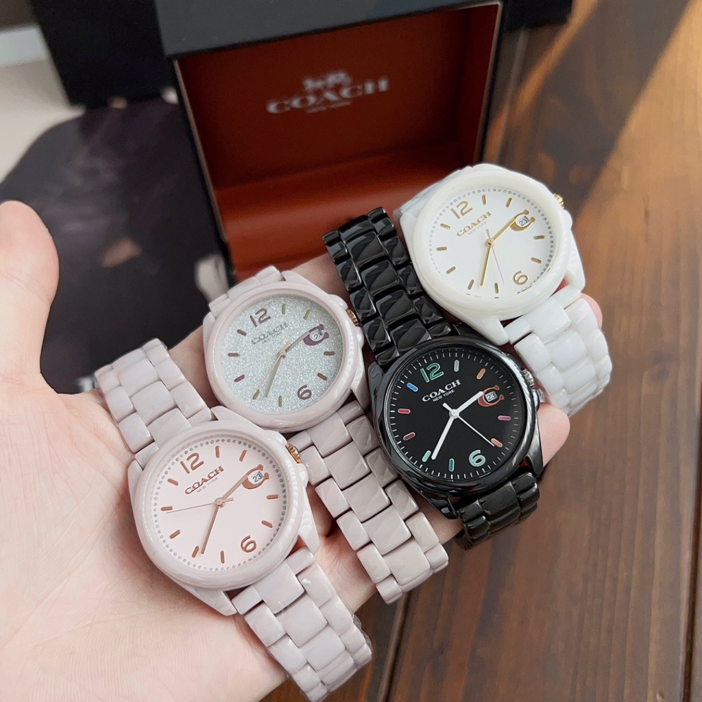 New Coach Ceramic Dial Color Hour Mark Quartz Watch 4 Ready Stock ...