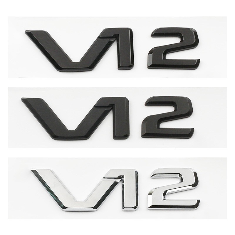 1 x ABS V12 Letter Logo Car Auto Rear Trunk Emblem Badge Sticker Decal ...