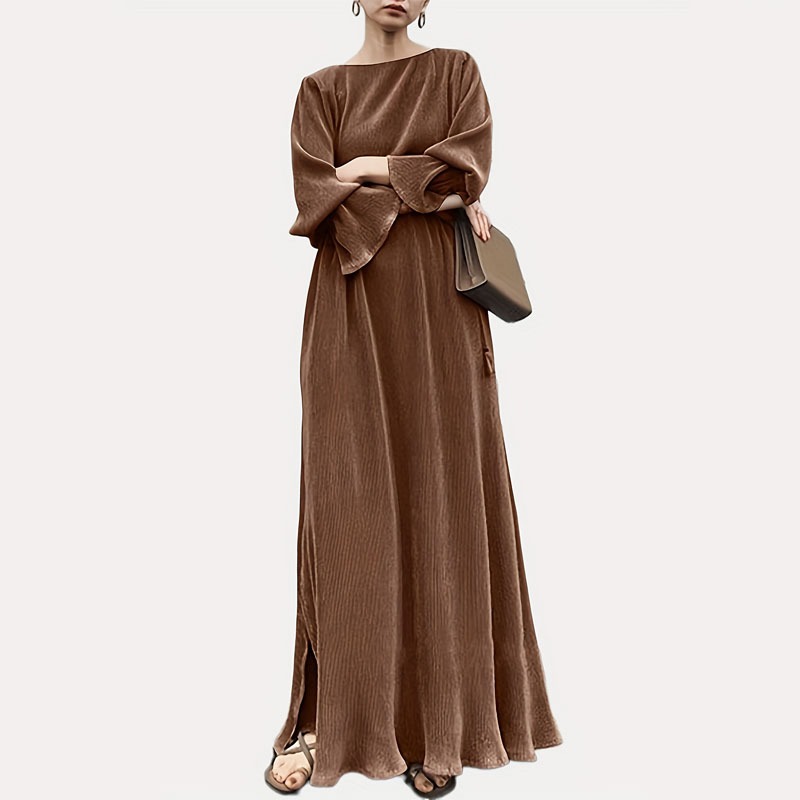 Women Korean Style Flared Sleeve Split Hem Evening Party Prom Loose ...