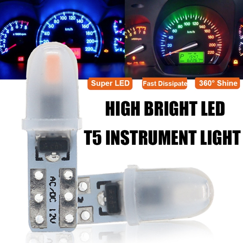 10PCS T5 Led Bulb W3W 2SMD 3014 Car Interior Lights Dashboard Light Warming indicator Wedge Auto ...