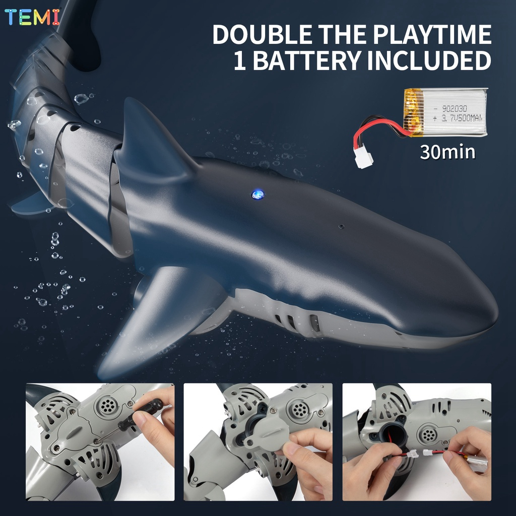 TEMI Whale Shark Toy Robots 2.4G Control RC Simulation Shark Toys ...