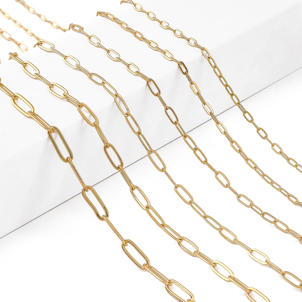 14K Gold Plated O Chain Square Chain For Necklace Bracelet Making Brass ...