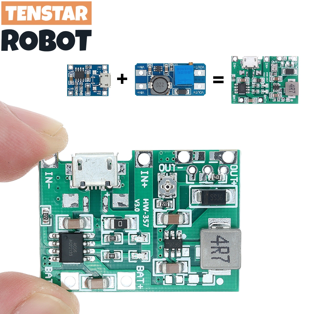 Lithium Li-ion 18650 3.7V 4.2V Battery Charger Board DC-DC Step Up ...
