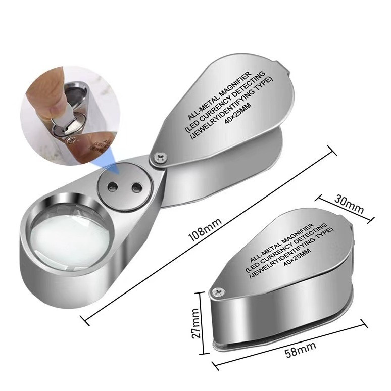 40 times UV banknote inspection lamp with LED light, all-metal foldable ...